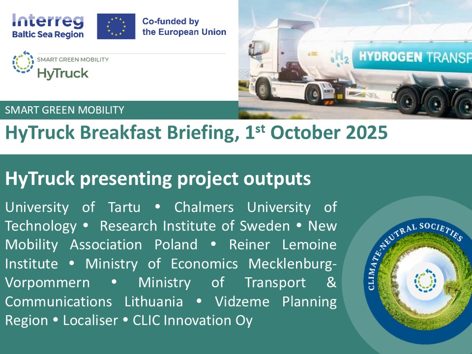 Final breakfast briefing: Presenting HyTruck tools, pilots and main findings - Interreg Baltic ...